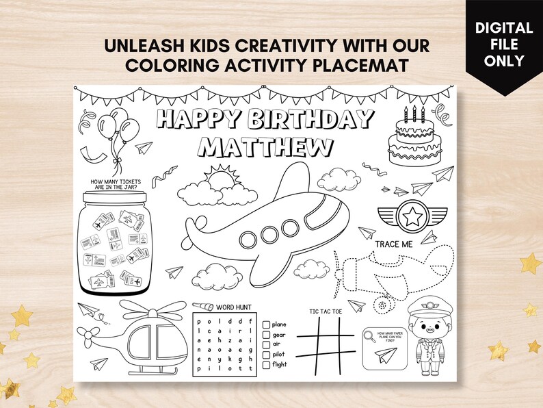 Editable Airplane Birthday Coloring Page Printable Time Flies Airplane ...