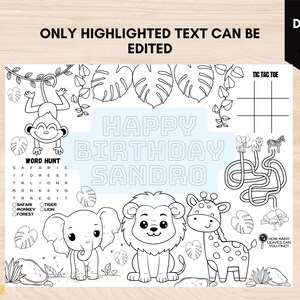 Editable Safari Birthday Coloring Page Printable Jungle Safari Coloring ...