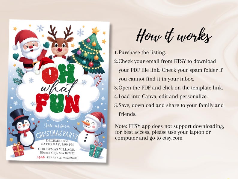 Christmas Party Invitation Editable Template Oh What Fun Christmas ...