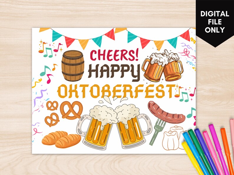 Oktoberfest Coloring Page Printable Beer Festival Coloring Placemat ...