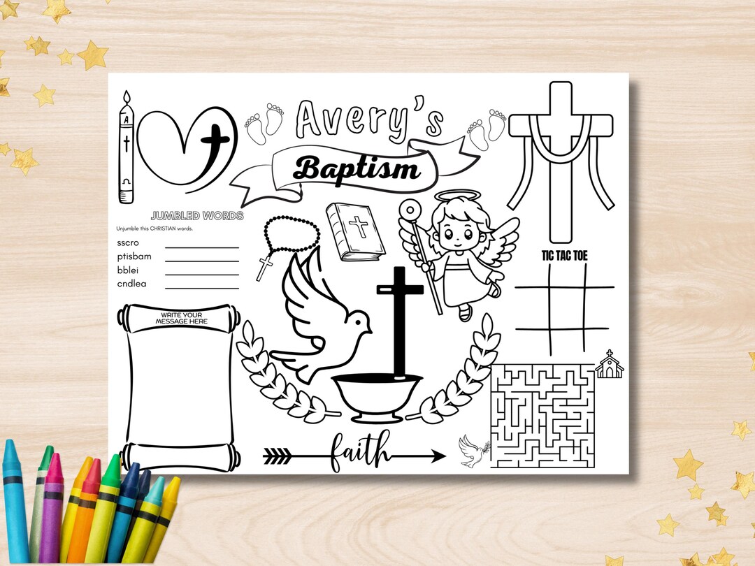 Editable Baptism Activity Coloring Page Personalized Printable ...