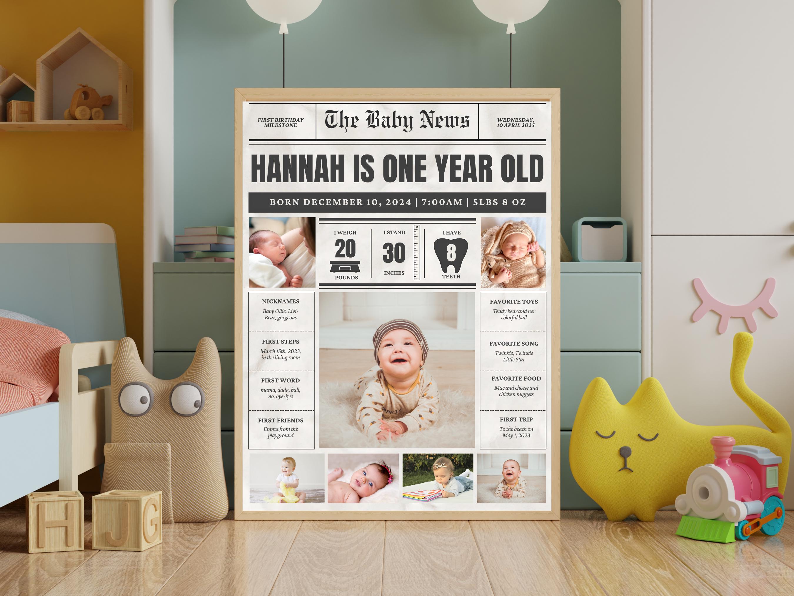 Baby Milestone Birthday Sign Template Baby Milestone Board Baby Stats ...