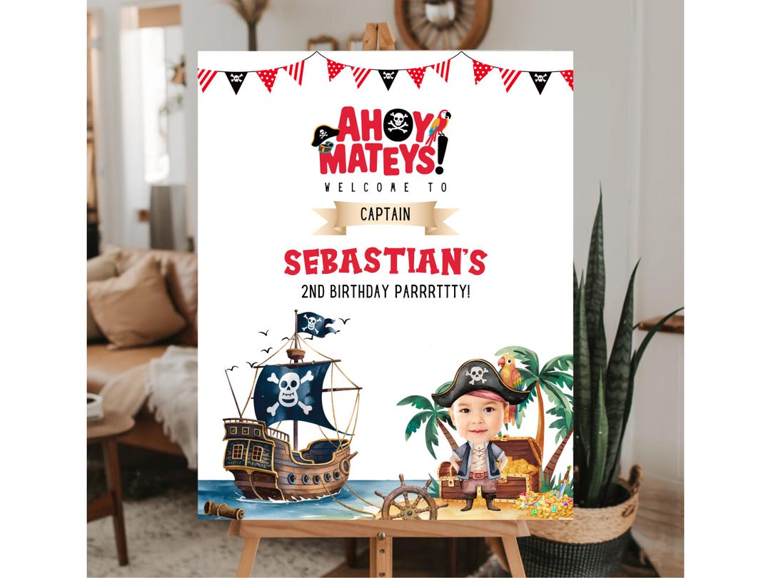 Custom Pirate Birthday Party Welcome Sign Treasure Hunt Poster Pirate ...