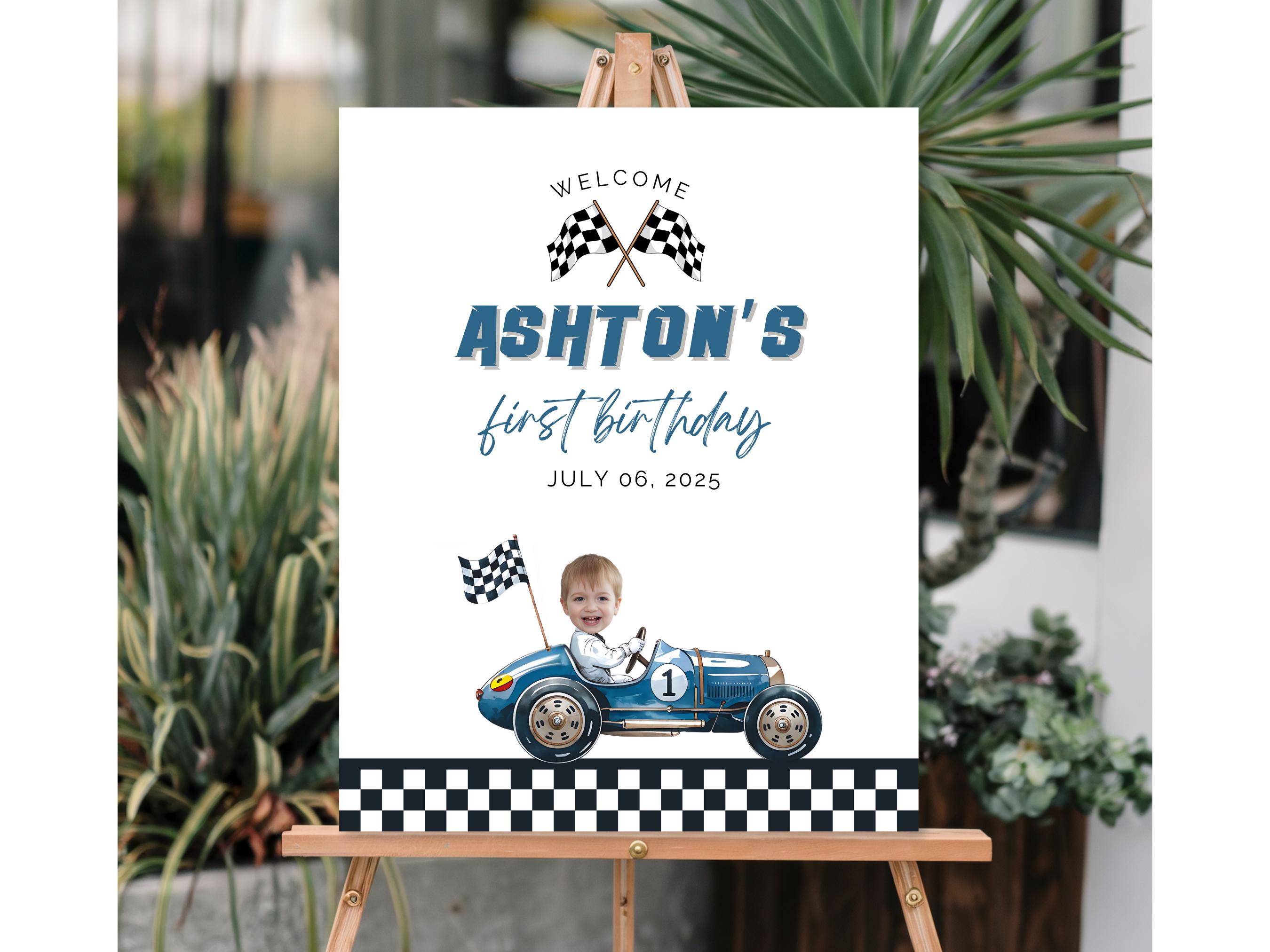 Fast One Birthday Party Welcome Sign Custom Racing Party Poster Fast ...