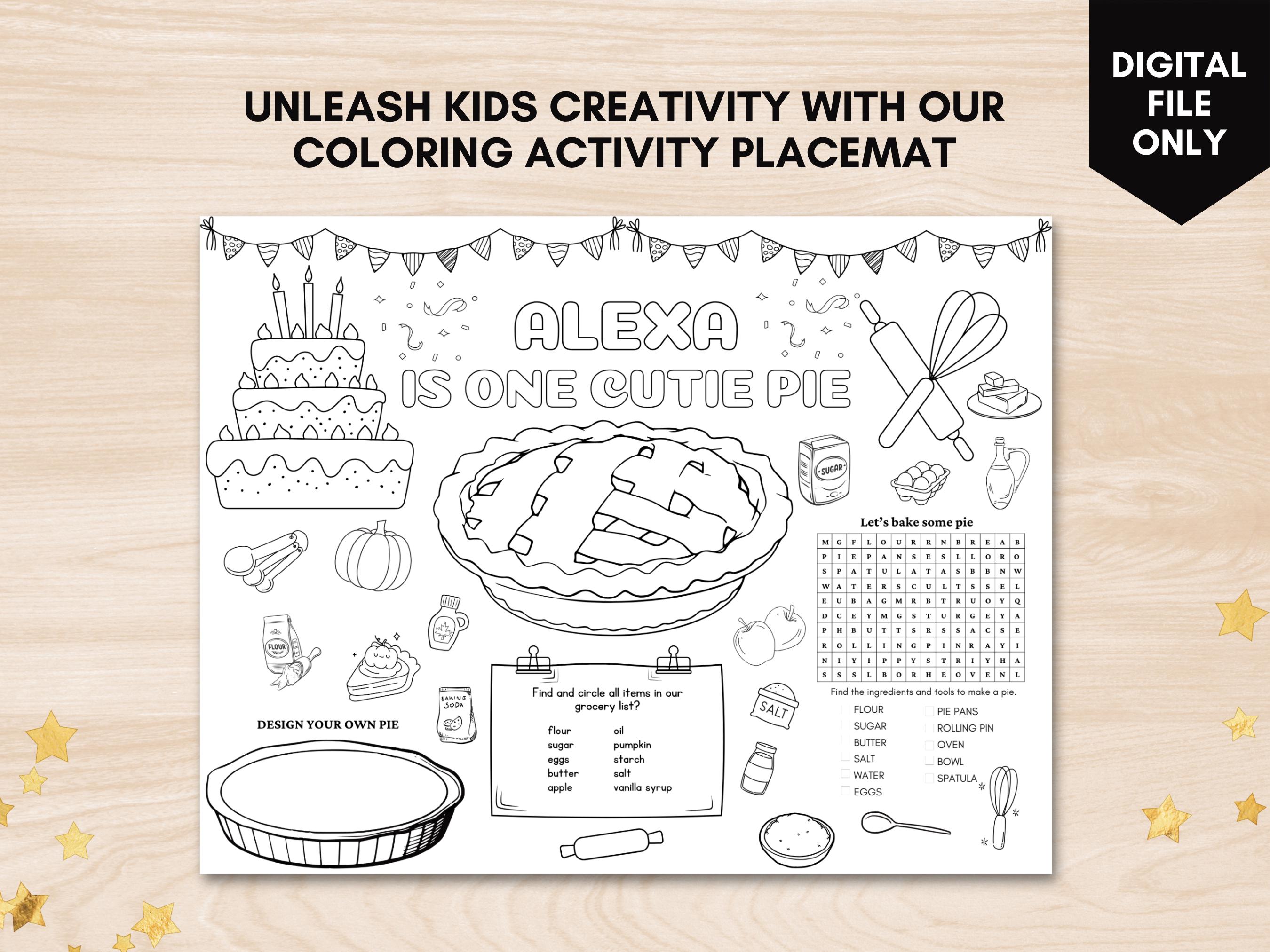Pie Birthday Coloring Activity Page Editable Cutie Pie Birthday ...
