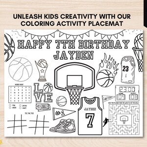 Editable Basketball Coloring Placemat Printable Basketball Activity ...