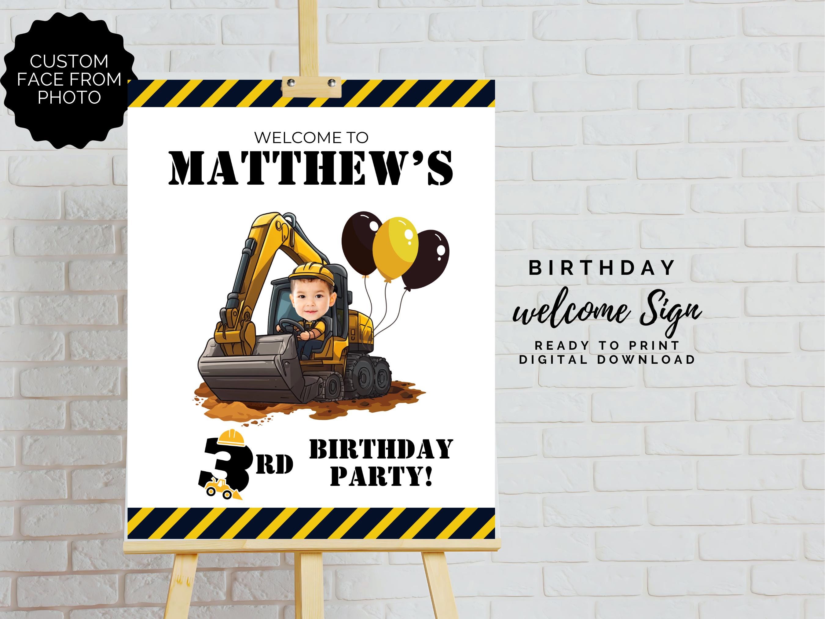 Construction Birthday Welcome Sign Custom Construction Birthday Poster ...