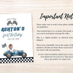 Fast One Birthday Party Welcome Sign Custom Racing Party Poster Fast ...