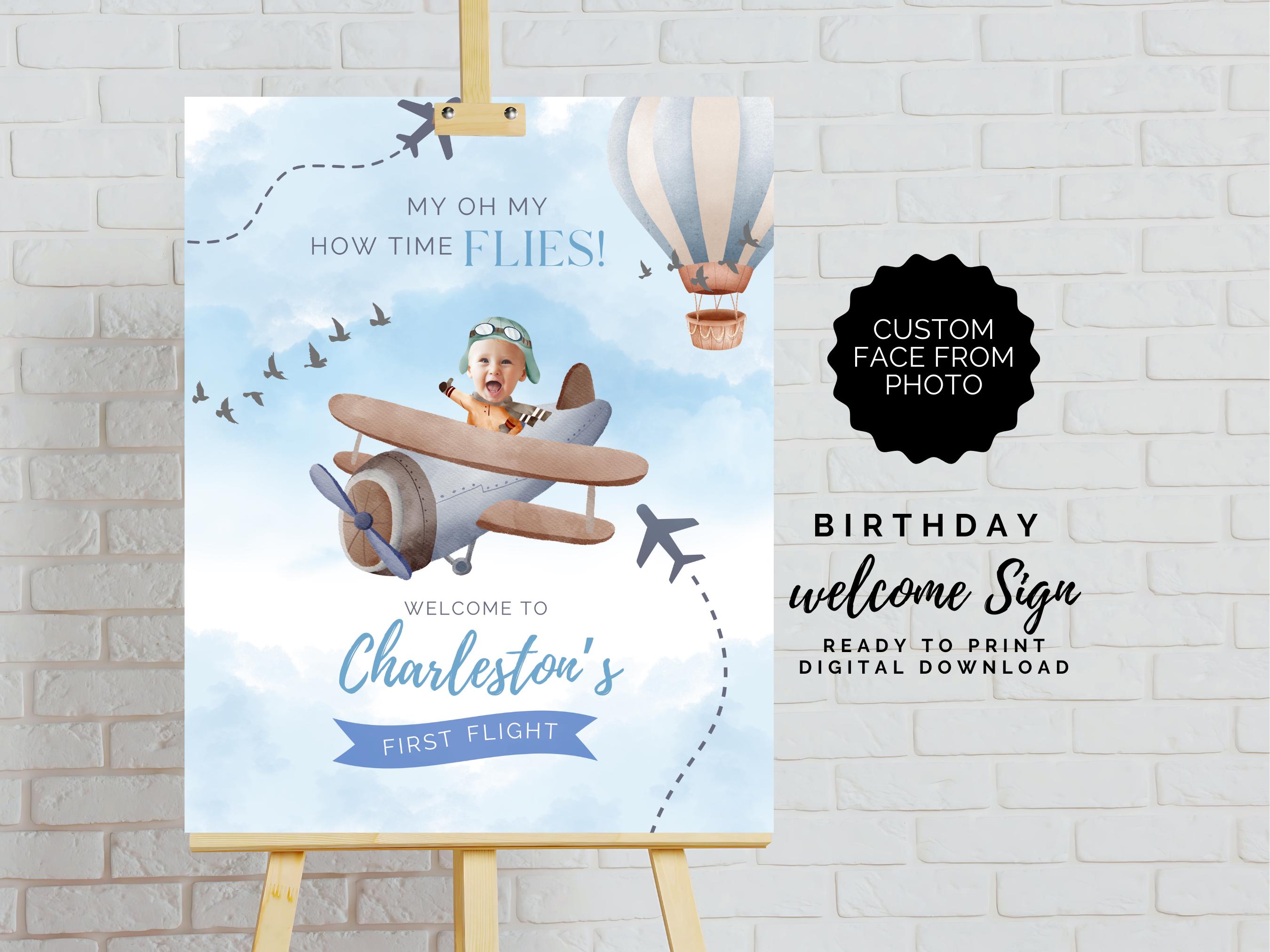 Custom Airplane Birthday Party Welcome Sign Plane Birthday Poster First ...