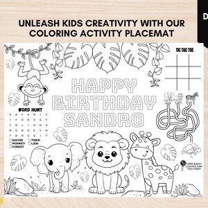 Editable Safari Birthday Coloring Page Printable Jungle Safari Coloring ...