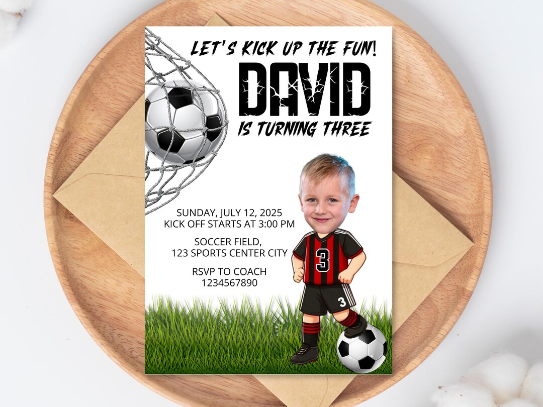 Soccer Birthday Invitation Custom Soccer Party Invite Football Birthday ...