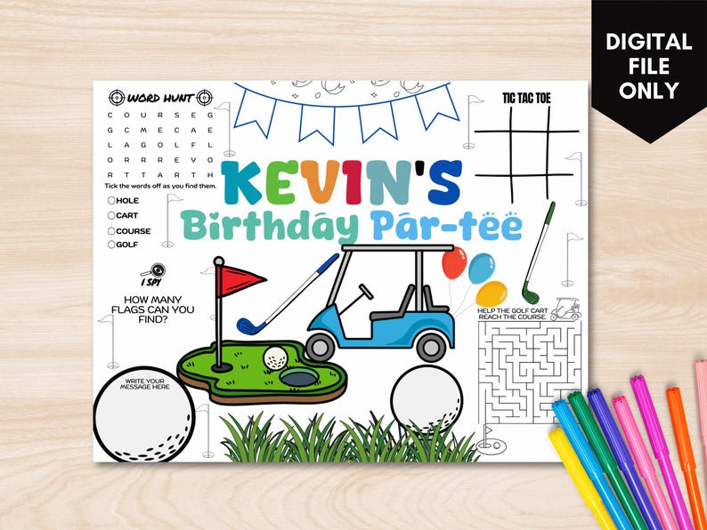 Custom Golf Birthday Coloring Page Personalized Editable Golf Coloring ...