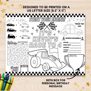 Custom Racing Birthday Coloring Page Printable Car Birthday Coloring ...
