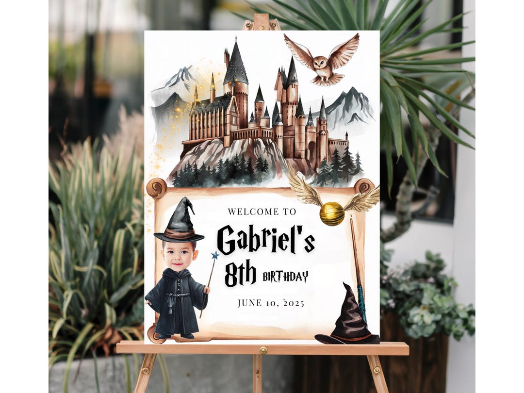 Custom Wizard Birthday Party Welcome Sign Magical Celebration Poster ...