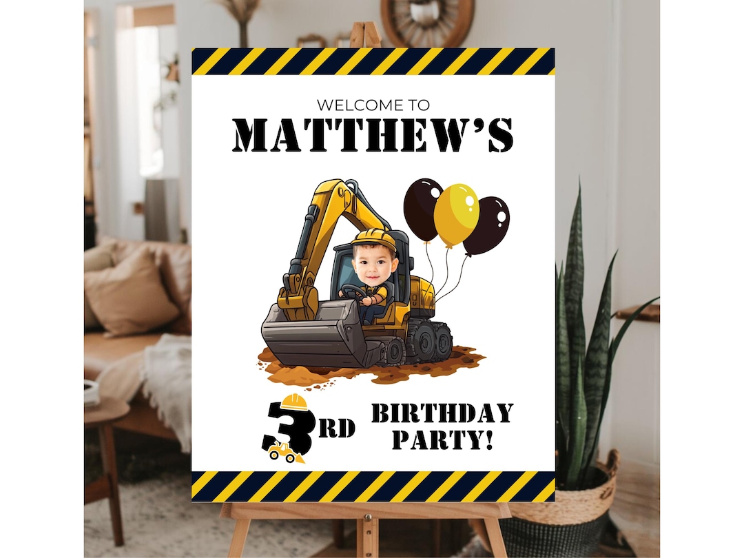Construction Birthday Welcome Sign Custom Construction Birthday Poster ...