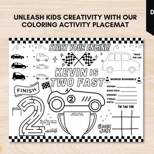 Custom Two Fast Birthday Coloring Page Printable Race Car Coloring ...