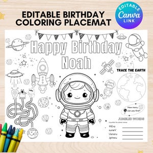Editable Outer Space Birthday Coloring Page Printable Outer Space Party ...
