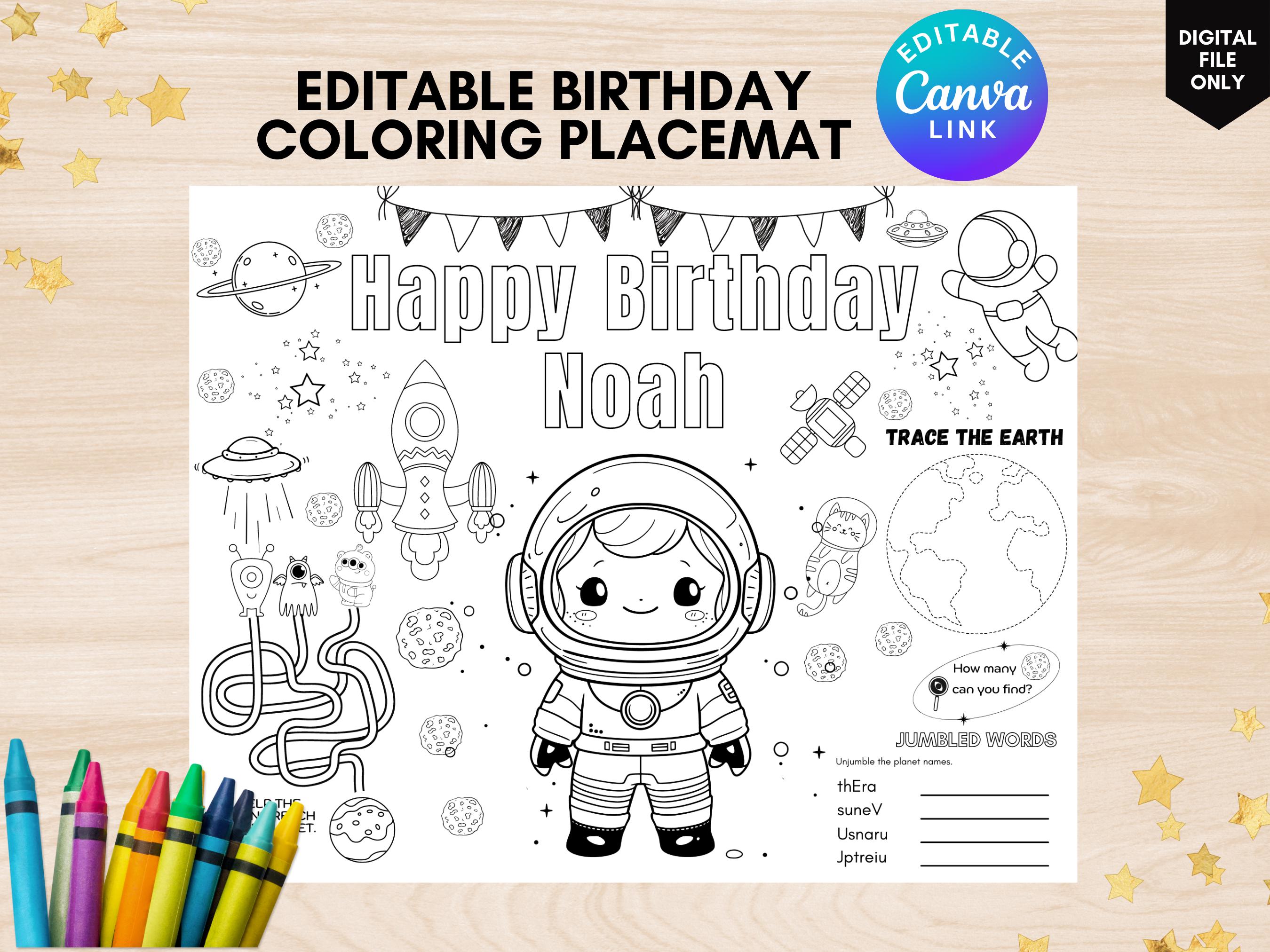 Editable Outer Space Birthday Coloring Page Printable Outer Space Party ...