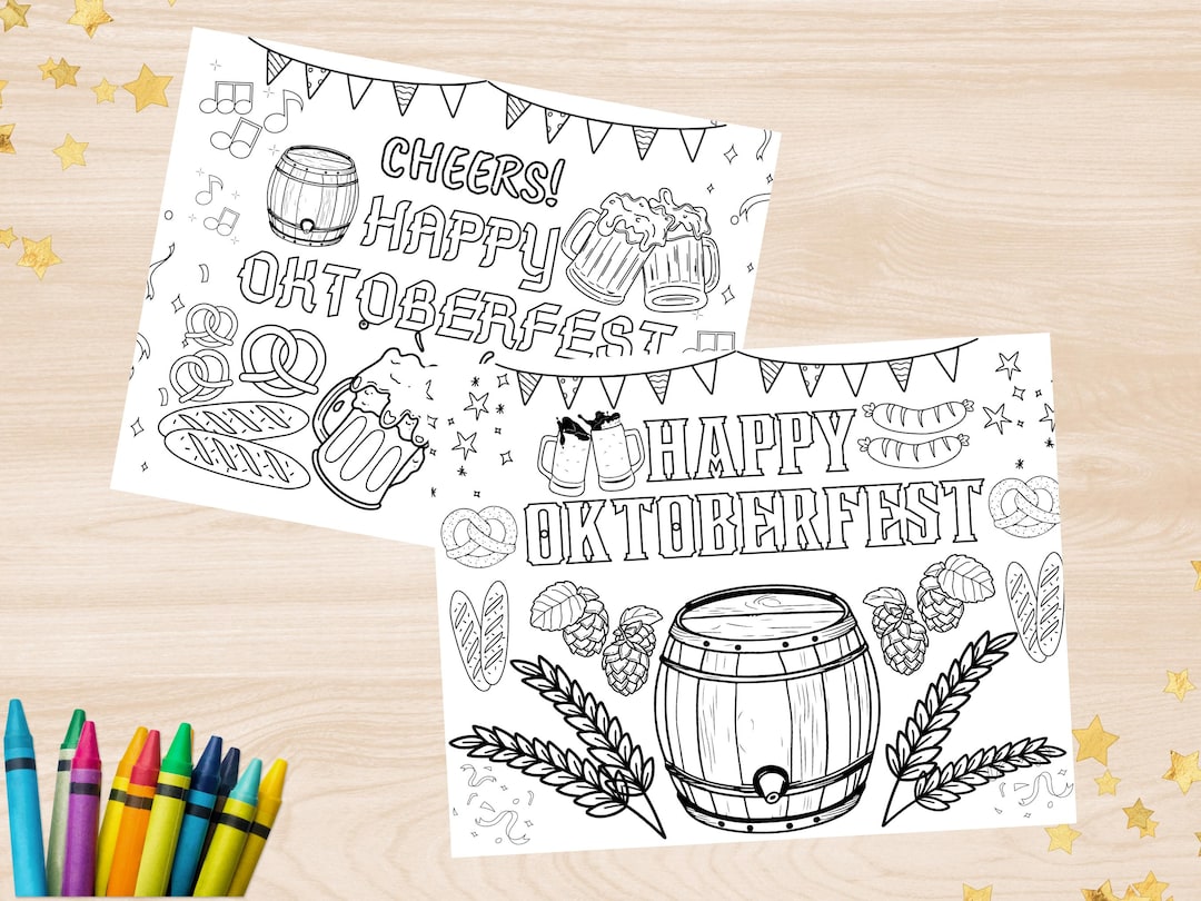 Oktoberfest Coloring Page Printable Beer Festival Coloring Placemat ...