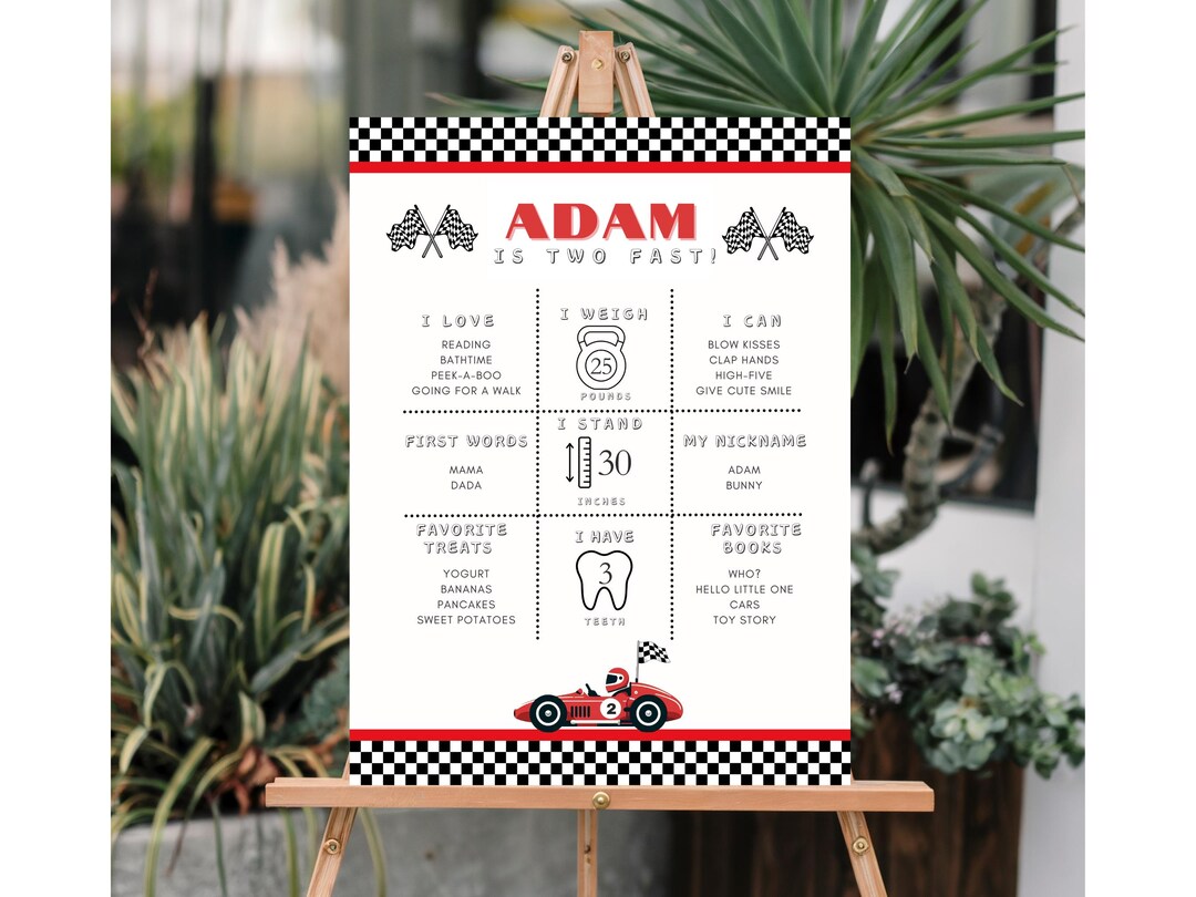 Two Fast Milestone Poster Editable Template Race Car Birthday Party ...