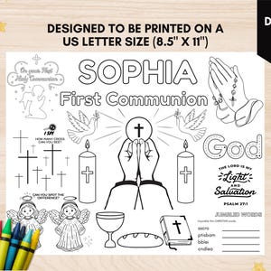 Editable First Communion Activity Coloring Page Personalized Printable ...