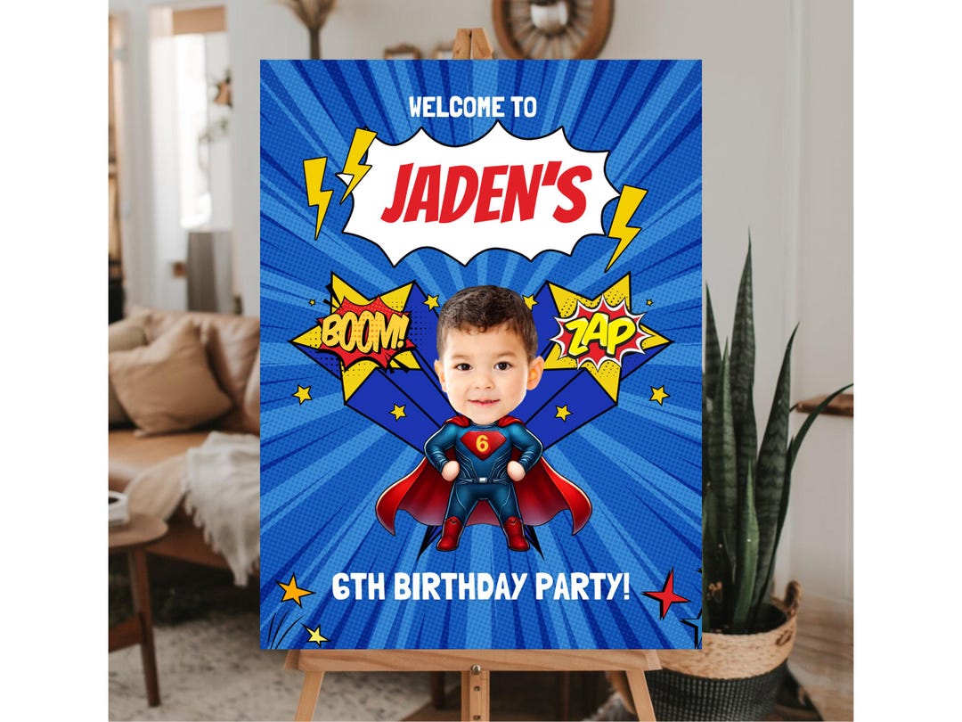 Custom Superhero Birthday Party Welcome Sign Printable Superhero ...