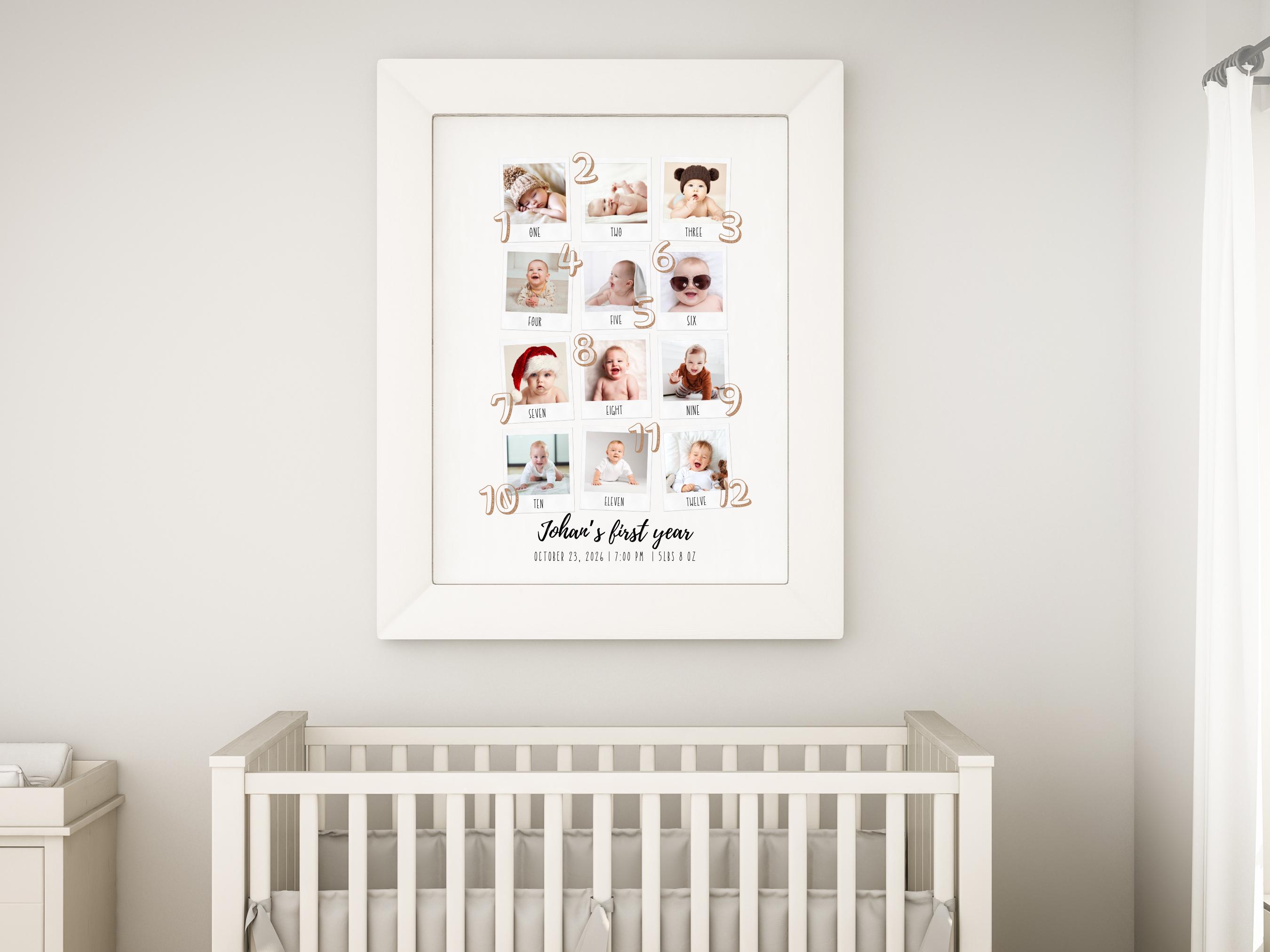 Baby First Year Photo Collage Template Baby Milestone Board Baby First ...