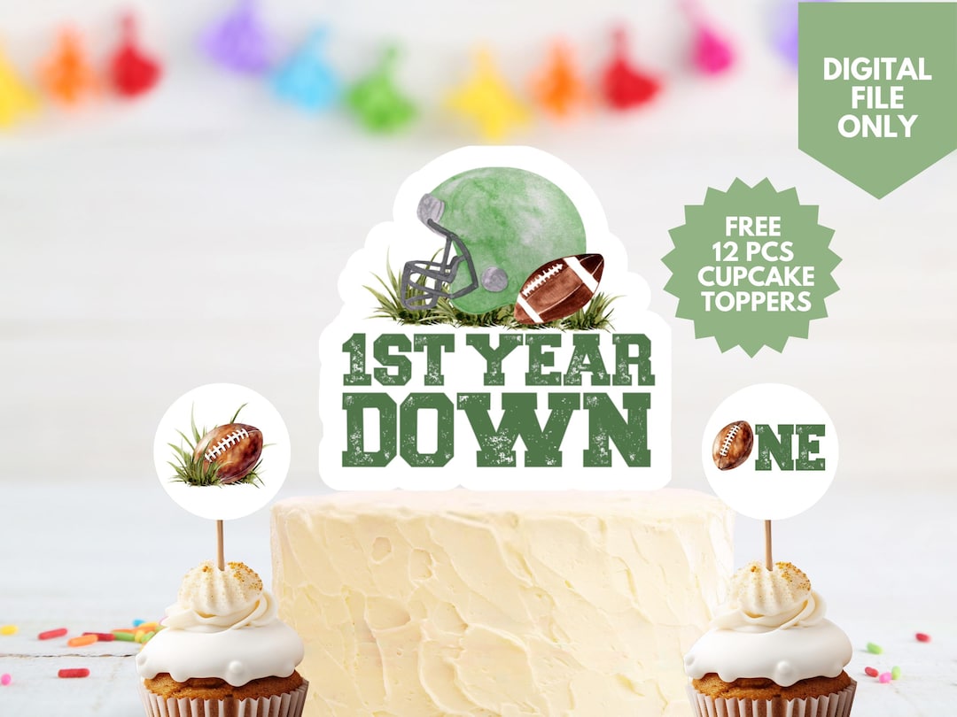 First Year Down Birthday Cake Topper One Year Down Printable Topper 1st Year Down Birthday Decor ...