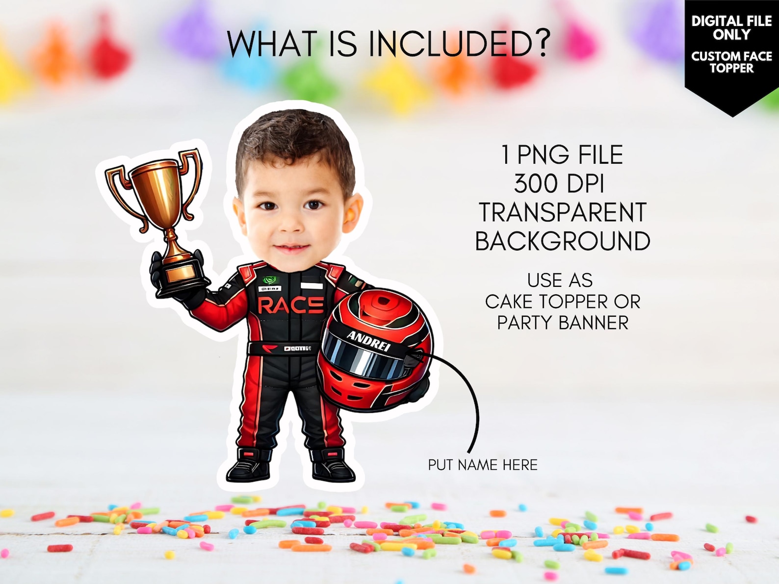 Custom Face Cupcake Topper Photo Cupcake Topper Racer Cupcake Topper ...