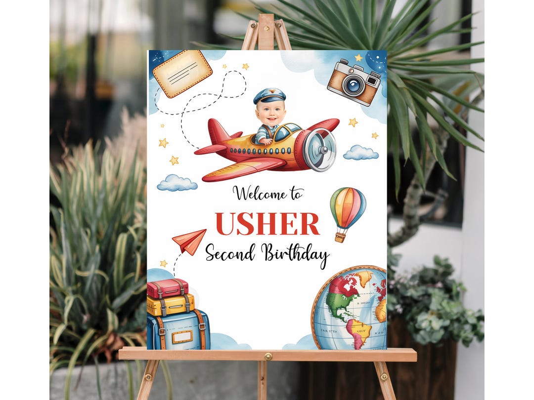 Custom Airplane Birthday Party Welcome Sign Plane Birthday Poster First ...