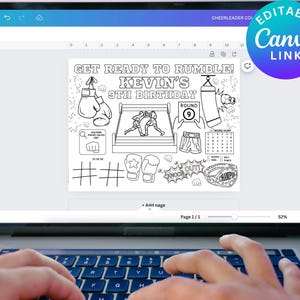 Editable Boxing Colorable Placemat Boxing Coloring Page Personalized ...