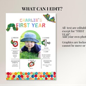 Hungry Caterpillar Milestone Editable Template Caterpillar Birthday ...