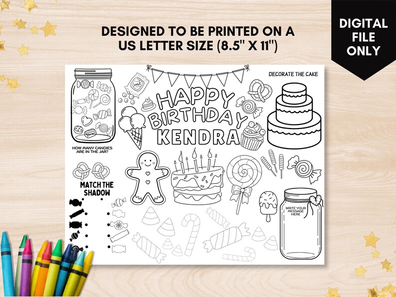 Custom Sweet Birthday Coloring Page Printable Candyland Birthday ...