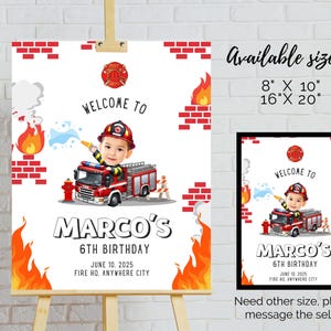 Firetruck Birthday Party Welcome Sign Custom Firefighter Party Poster ...