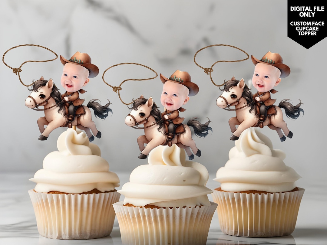 First Rodeo Face Cupcake Topper First Rodeo Cupcake Topper Personalized ...