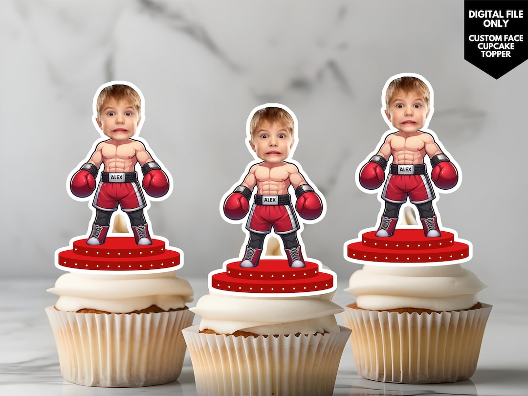 Custom Face Cupcake Topper Photo Cupcake Topper Boxing Cupcake Topper ...