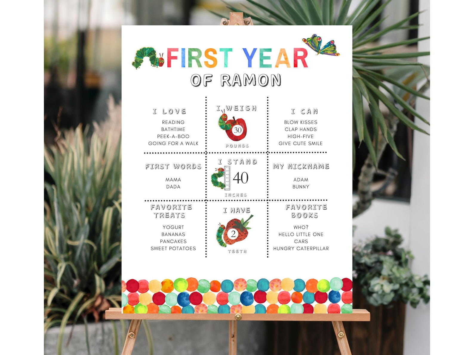 Hungry Caterpillar Milestone Editable Template Caterpillar Birthday ...