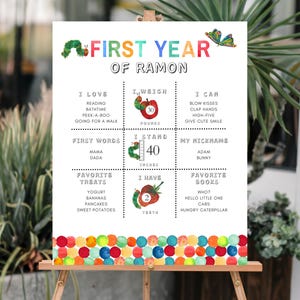 Hungry Caterpillar Milestone Editable Template Caterpillar Birthday ...