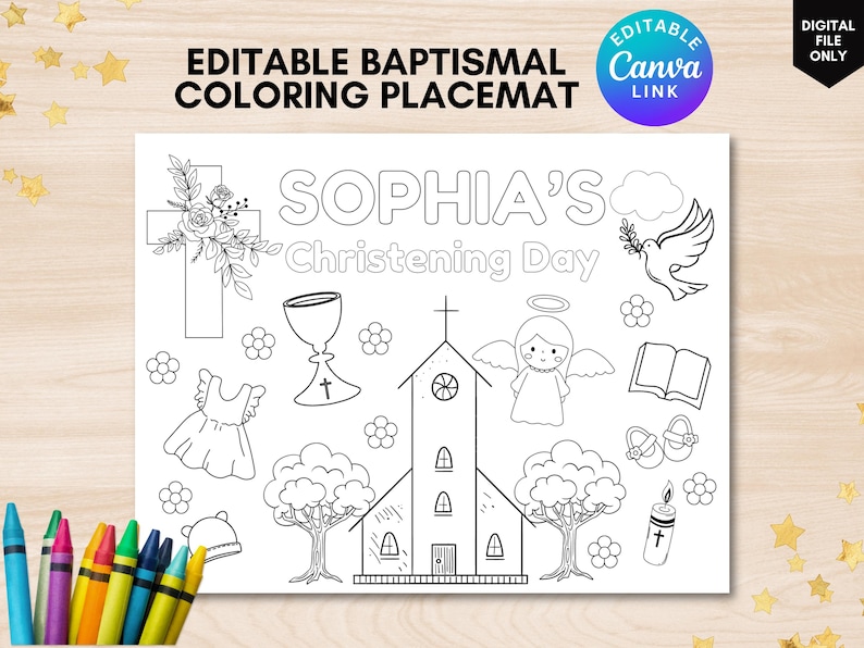 Editable Baptism Activity Coloring Page Personalized Printable ...