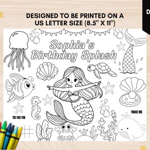 Editable Mermaid Birthday Coloring Page Printable Under the Sea Party ...