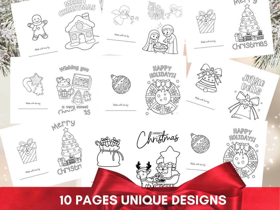 Printable Christmas Coloring Cards for Kids Winter Classroom Activities ...