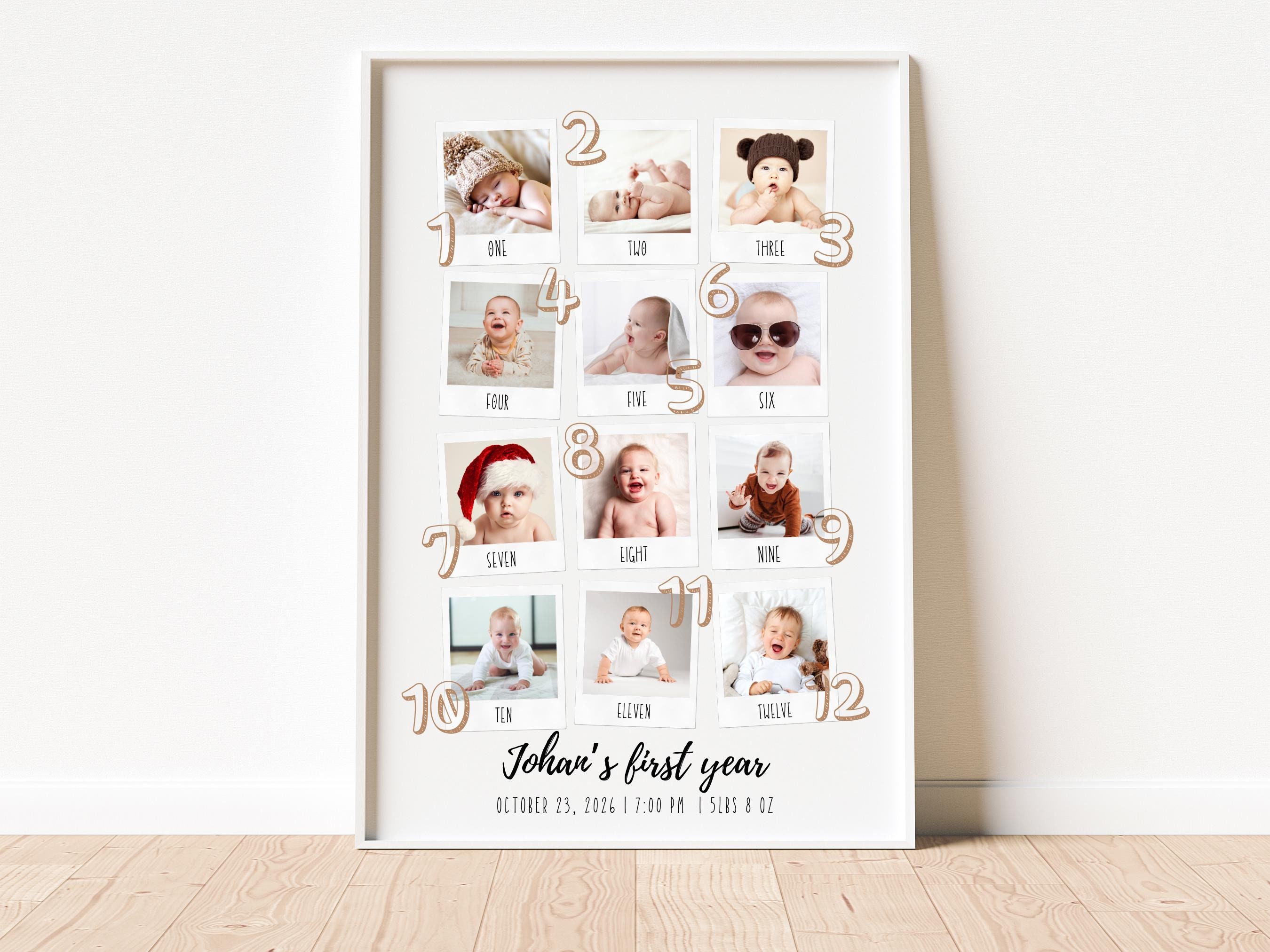 Baby First Year Photo Collage Template Baby Milestone Board Baby First ...