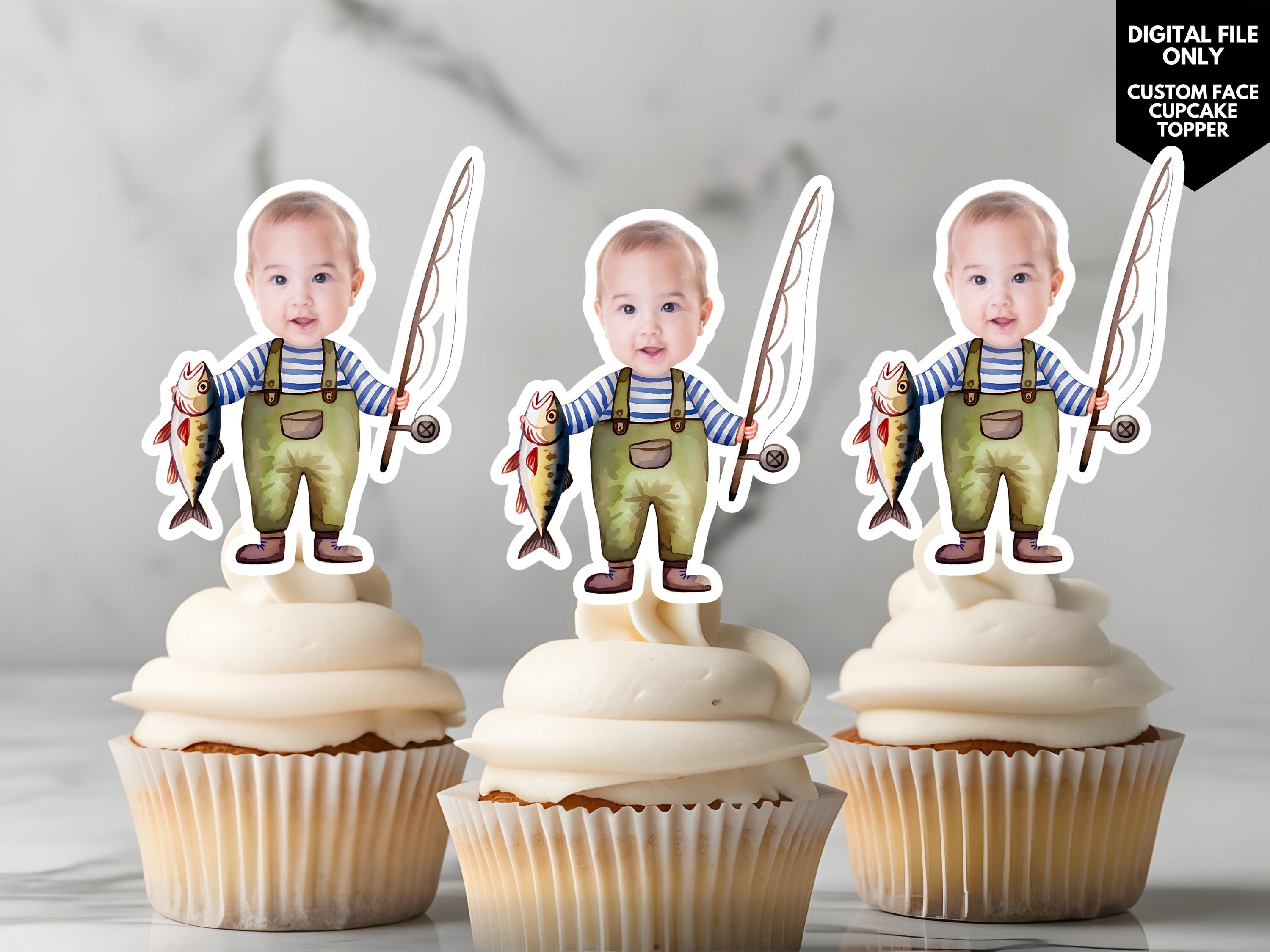 Ofishally One Cupcake Topper Photo Cupcake Topper Fishing Cupcake ...