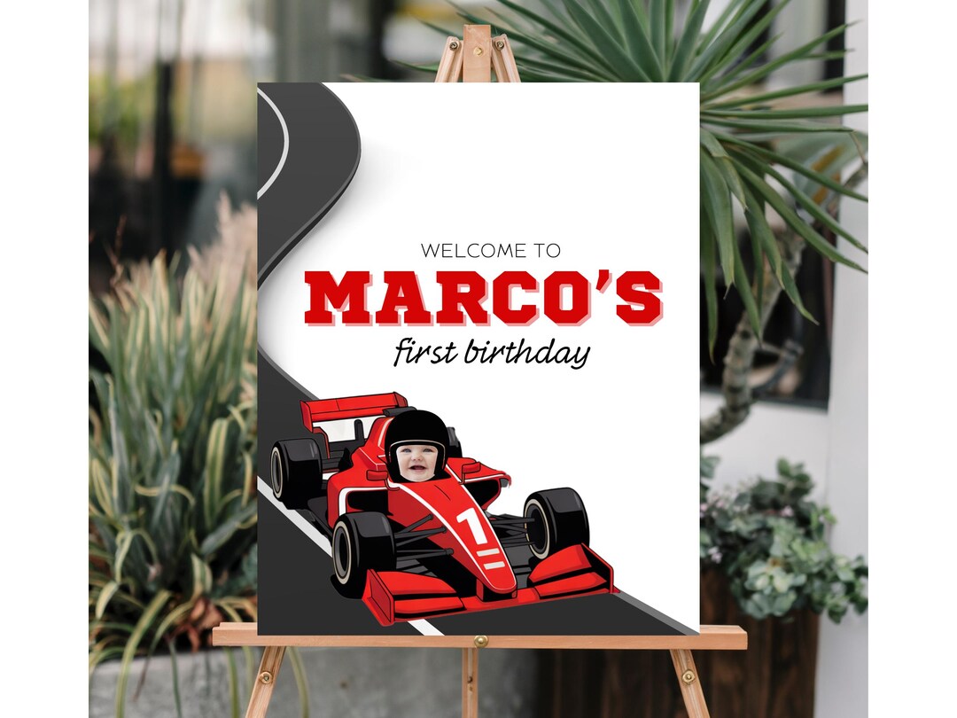 Fast One Welcome Sign Custom Race Car 1st Birthday Poster Racing Car ...