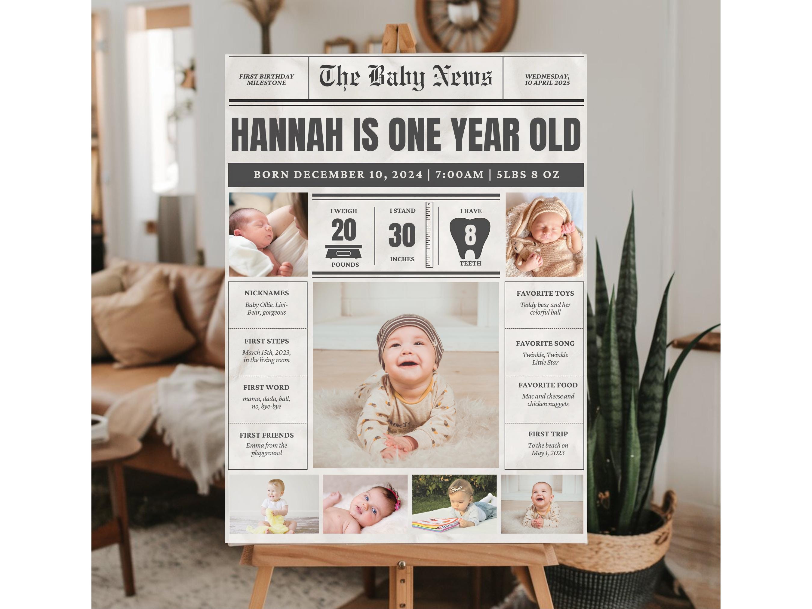 Baby Milestone Birthday Sign Template Baby Milestone Board Baby Stats ...