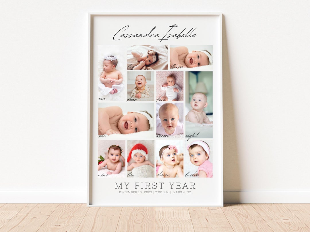 Baby First Year Photo Collage Template Baby Milestone Board Baby First ...