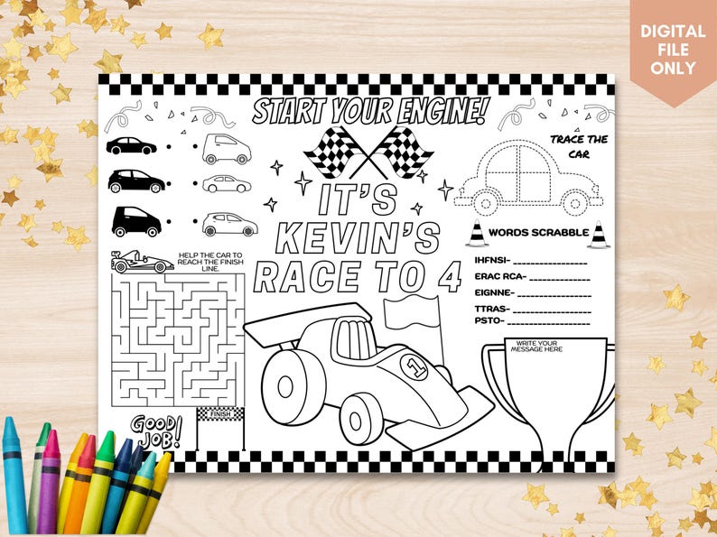 Custom Racing Birthday Coloring Page Printable Car Birthday Coloring ...