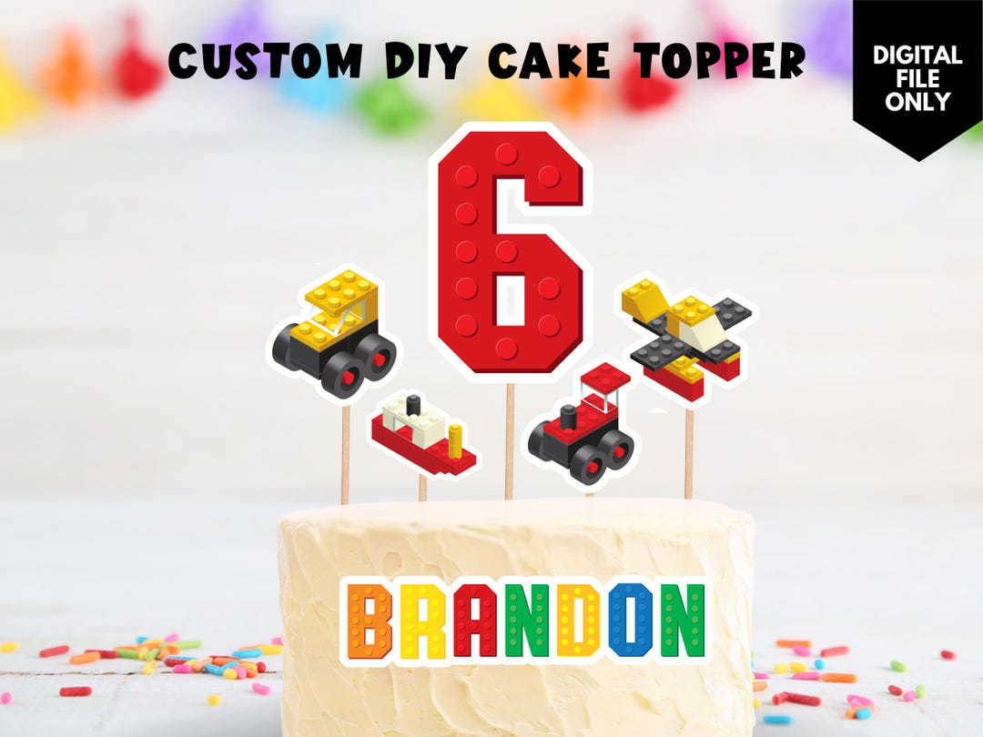 Custom Blocks Cake Topper Printable Cake Topper Building Blocks ...