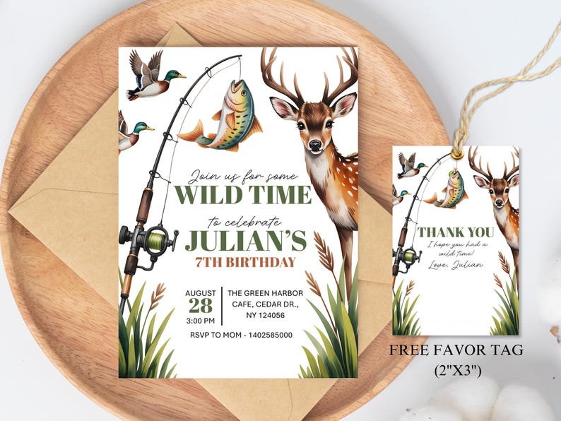 Fishing Invitation Outdoor Birthday Invitation Hunting Birthday Party ...