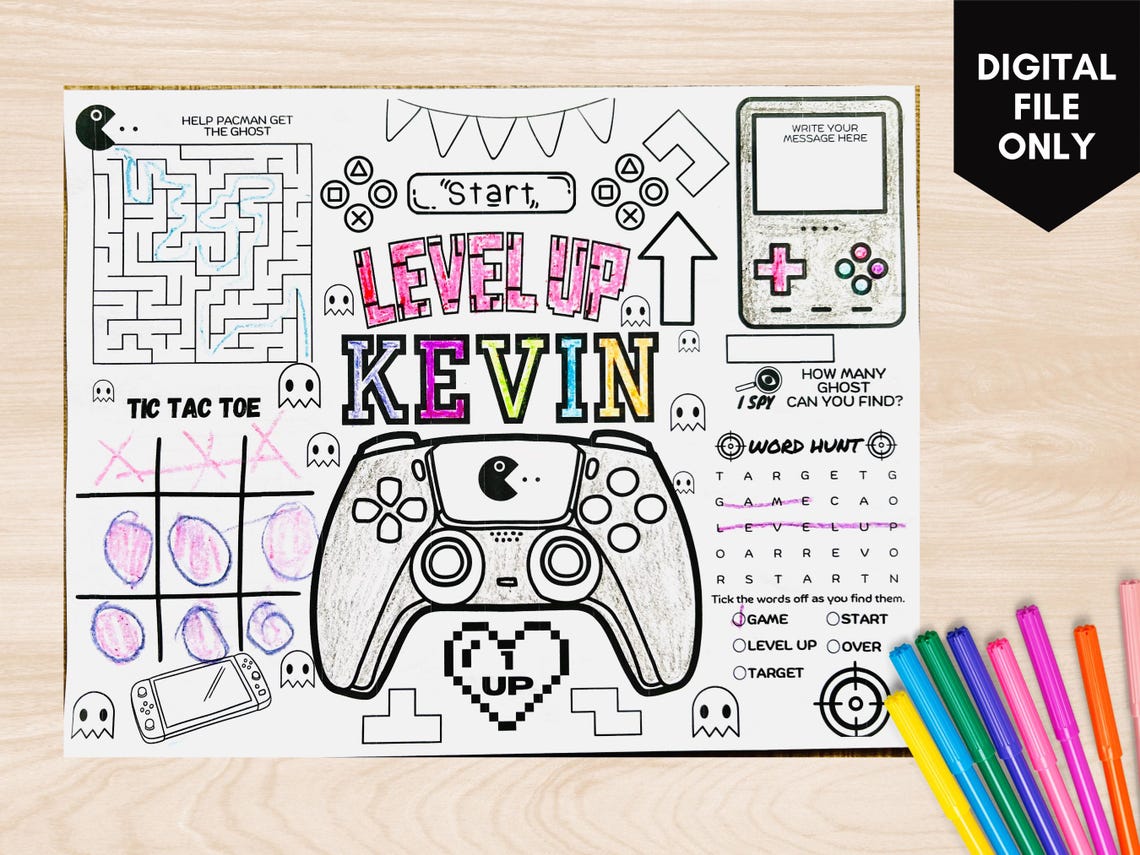 Custom Gaming Birthday Coloring Page Gamer Birthday Printable Coloring ...